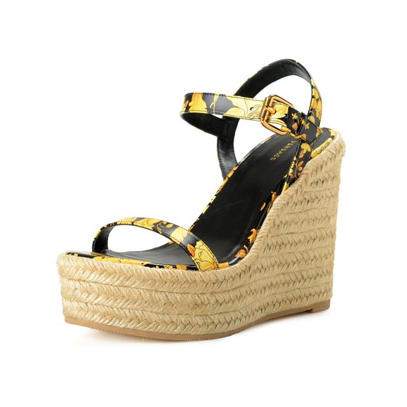 Versace | Shoes | Versace Womens Barocco Floral 0 Leather Ankle Strap ...